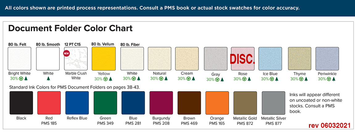 Document Folders Color Chart | Admore® Inc.