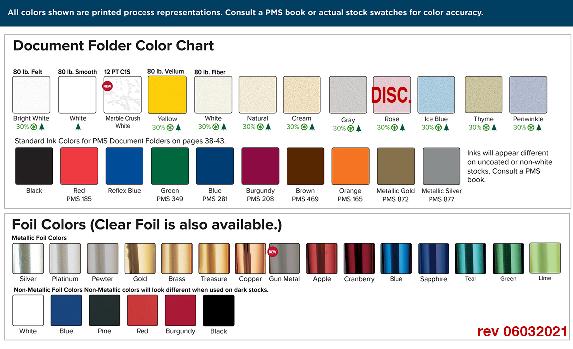 Document Folders Color Chart | Admore® Inc.