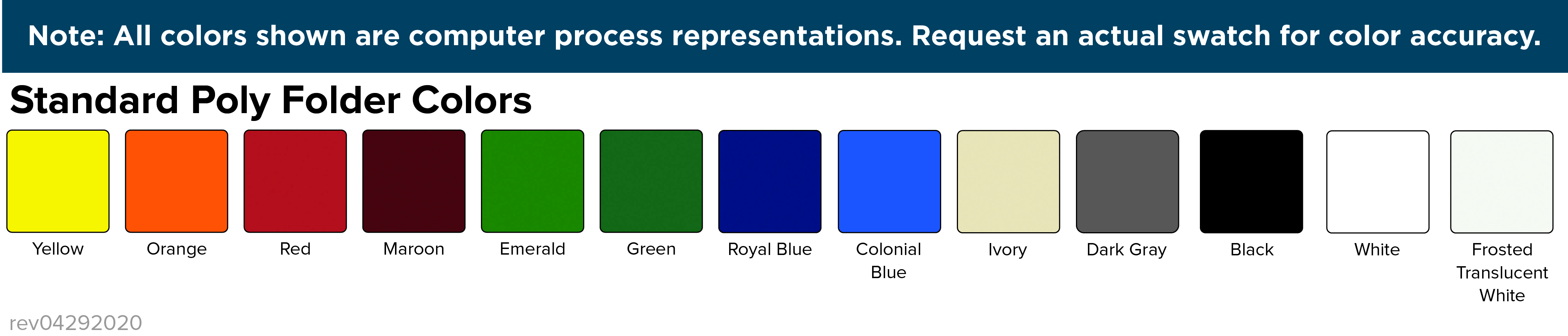 Poly Color Chart | Admore® Folders